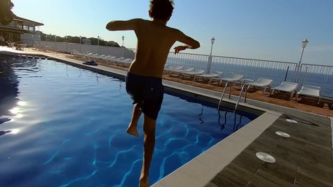 Young Handsome Boy Running Jumping Swimming Stock Footage Video (100% ...