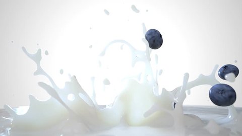 Blueberries Exploding Through Milky Liquid Stock Footage Video (100% ...