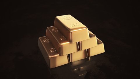 Animation Rotation Gold Bars Animation Seamless Stock Footage Video ...