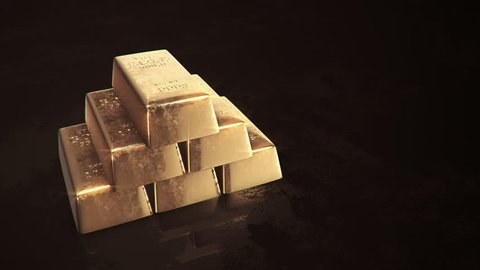 Animation Rotation Gold Bars Animation Seamless Stock Footage Video ...