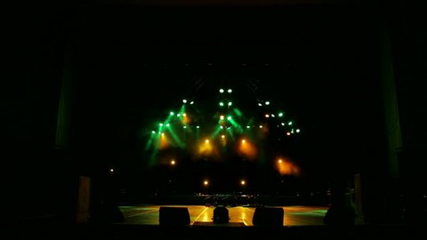 Yellow Green Stage Lights Scene Stage Stock Footage Video (100% Royalty ...