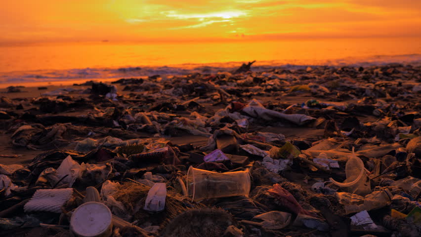 Beach Full of Garbage. Waste Stock Footage Video (100% Royalty-free ...