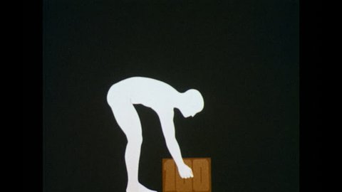 1960s Animated Man Bends Over Lift Stock Footage Video (100% Royalty ...