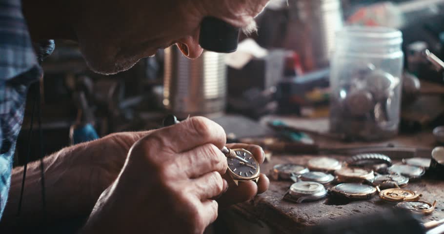 Old Watchmaker Repairing Vintage Hand Watch Stock Footage Video (100% ...