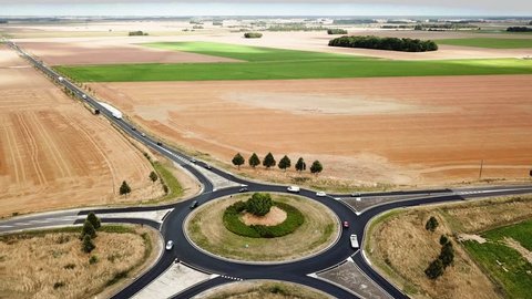 Roundabout Traffic Circle France Drone Aerial Stock Footage Video (100% ...