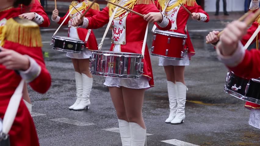 Majorets are Lined and Knocking Stock Footage Video (100% Royalty-free ...