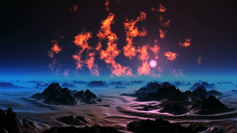 Burning Sky Alien Planet On Dark Stock Footage Video (100% Royalty-free ...