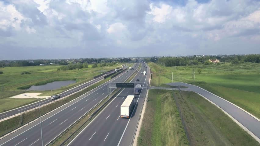 4k aerial view high-speed motorway truck Stock Footage Video (100% ...
