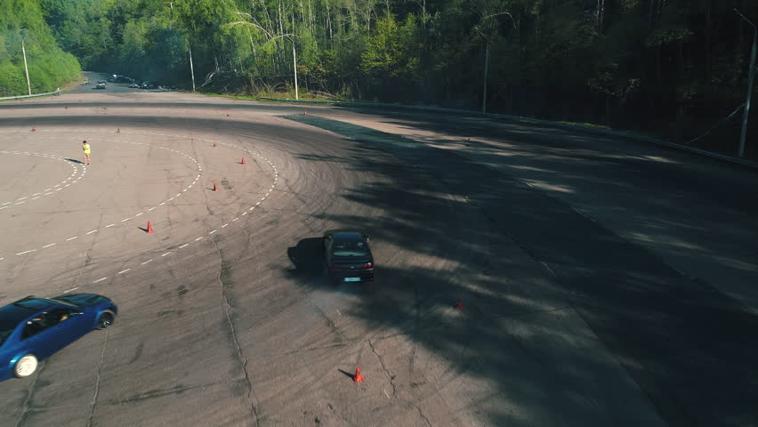 drifting cars shot above drone chasing Stock Footage Video (100% ...
