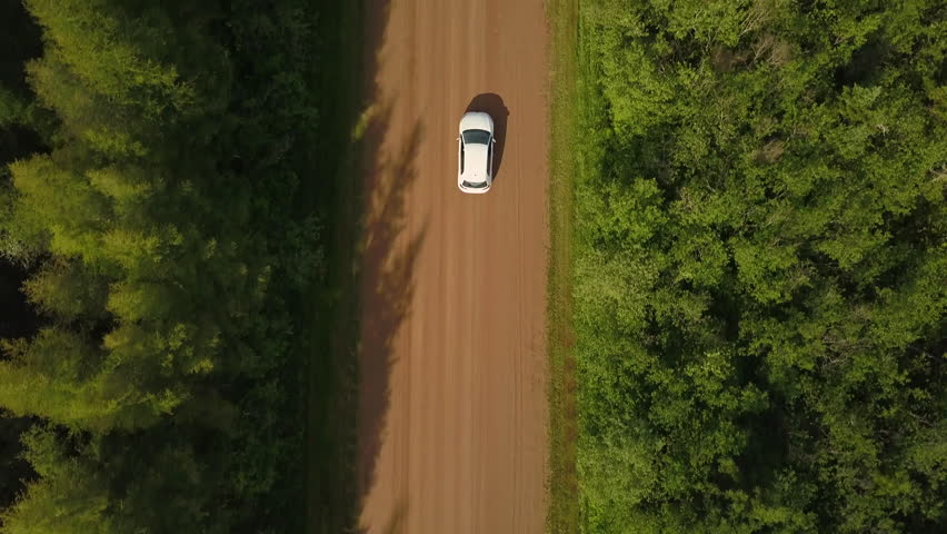 Aerial Topdown White Car Driving Down Stock Footage Video (100% Royalty ...