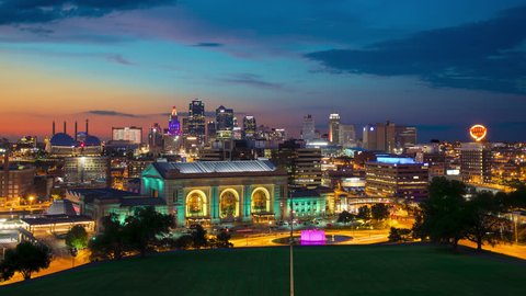 Kansas City Iconic Skyline View Vibrant Stock Footage Video (100% ...