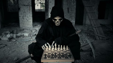 Death Plays Chess After Reflection Makes Stock Footage Video (100% ...