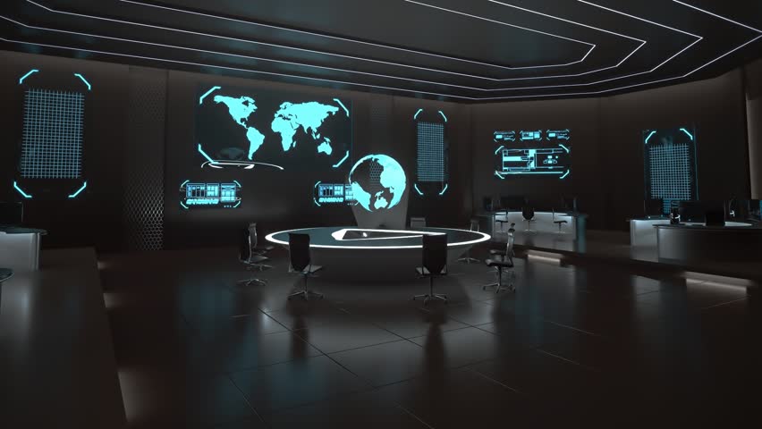 Command Center Interior, 3d Fly Stock Footage Video (100% Royalty-free ...