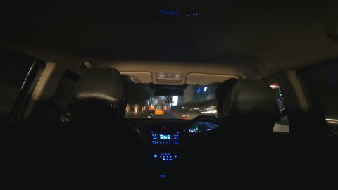 Driving Car Night City Traffic Radio Stock Footage Video (100% Royalty ...