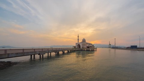 Beautiful Sunset Time Lapse Floating Mosque Stock Footage Video (100% ...
