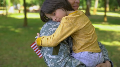 Young Soldier Hugging Son Before Leaving Stock Footage Video (100% ...