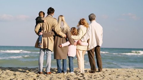 Back View Handsome Big Family Standing Stock Footage Video (100% ...
