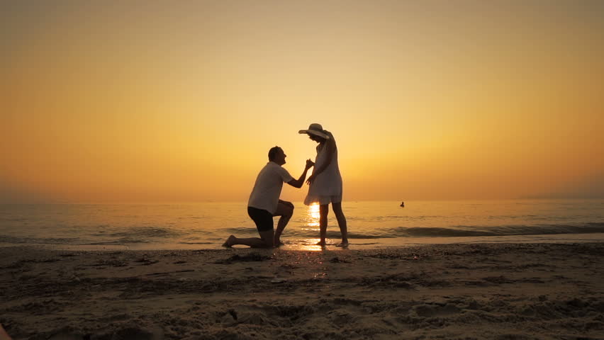 Man Proposing Marriage to a women silhouette image - Free stock photo ...