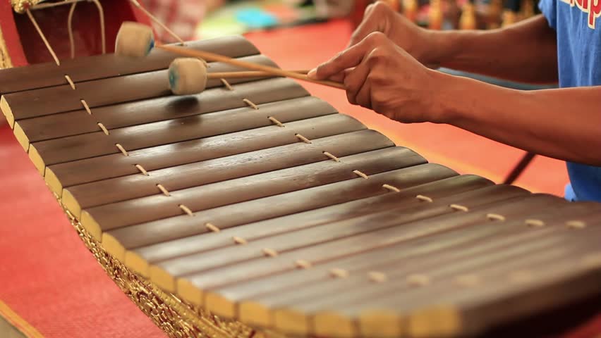 traditional wooden thai musical instrument ranat-ek Stock Footage Video ...