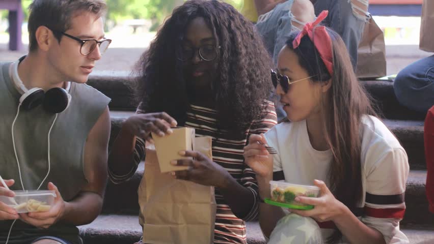 Group of Hungry Students Having Stock Footage Video (100% Royalty-free ...