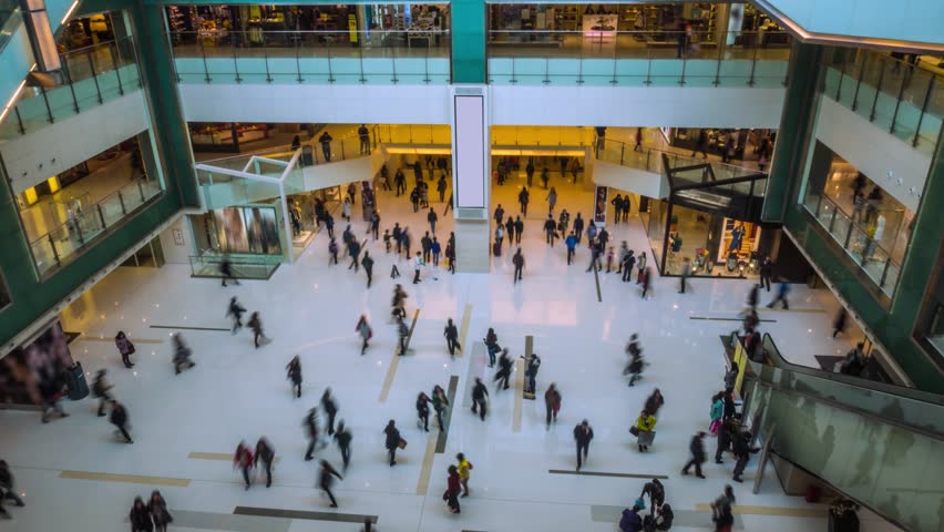 people crowd shopping mall timelapse Stock Footage Video (100% Royalty ...