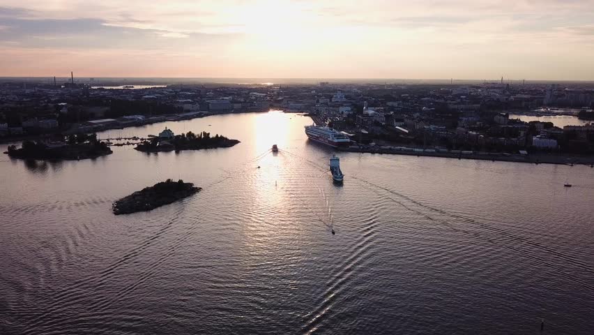 helsinki skyline sea during sunset - Stock Footage Video (100% Royalty ...