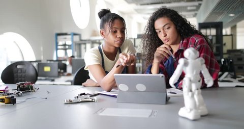 high school students working on robotics Stock Footage Video (100% ...