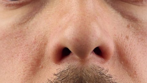 Man Mustache Moves Nostrils Breathing Front Stock Footage Video (100% ...