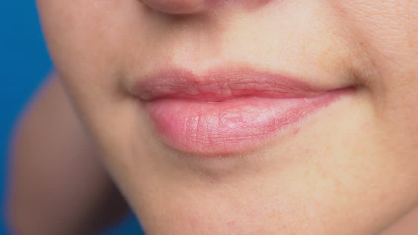 Closeup Female Lips Without Makeup On Stock Footage Video (100% Royalty ...