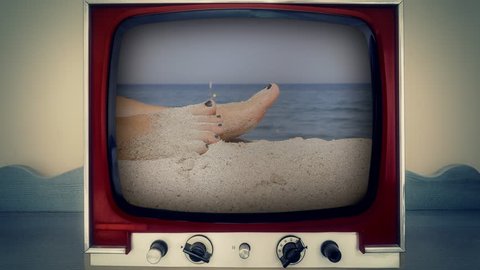 Retro Vintage Tv Showing Feet Woman Stock Footage Video (100% Royalty ...