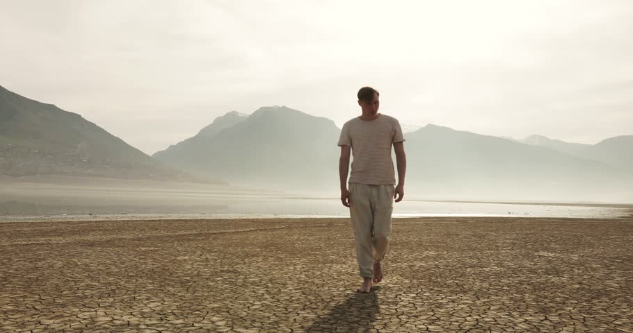 Male Handsome Model Walking Barefoot Stock Footage Video (100% Royalty ...