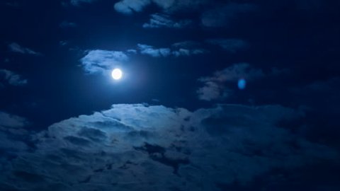 Full Moon Crossing Night Sky Behind Stock Footage Video (100% Royalty ...