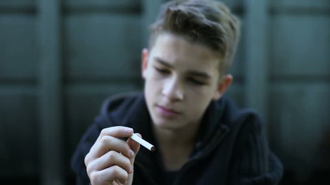 Teen Boy Secretly Smoking Cigarette Hiding Stock Photo (Edit Now ...