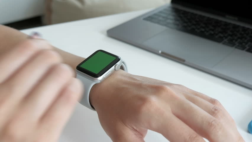 woman hands gestures on modern smartwatch Stock Footage Video (100% ...