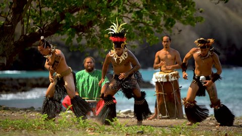 Marquesan Native Dance Group Males Playing Stock Footage Video (100% ...