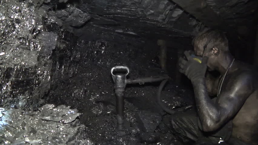 man produces coal miner using jackhammer Stock Footage Video (100% ...