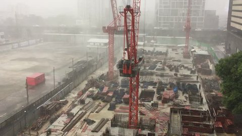 Heavy Rain Construction Site Rama 9 Stock Footage Video (100% Royalty ...