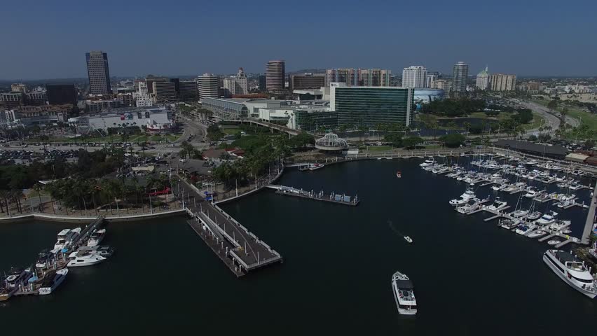 Long Beach California Harbour Aerial Stock Footage Video (100% Royalty ...