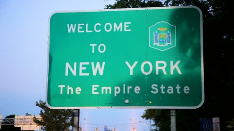 Close New York State Welcome Sign Stock Footage Video (100% Royalty ...