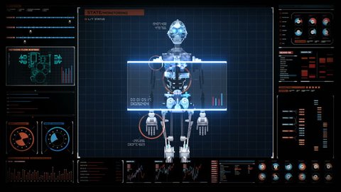 Manufacturing 3d Humanoid Robot Body Scanning Stock Footage Video (100% ...