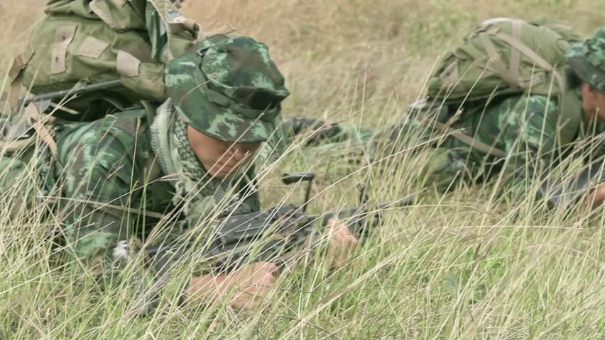 Slow Motion of Soldier Crawling Stock Footage Video (100% Royalty-free ...