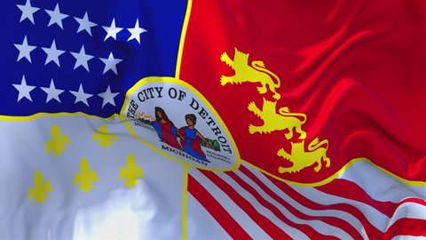 268 Detroit City Flag Waving Wind Stock Footage Video (100% Royalty ...