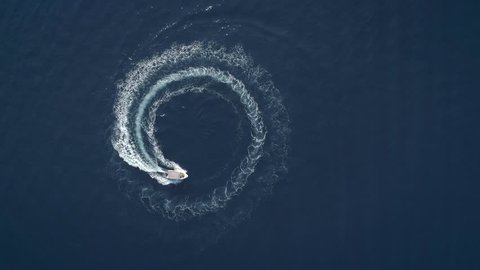 aerial view boat driving circles forming Stock Footage Video (100% ...