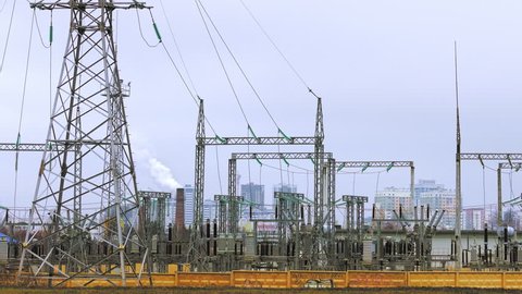 Electric Substation Smoking Pipe Transformers Power Stock Footage Video ...