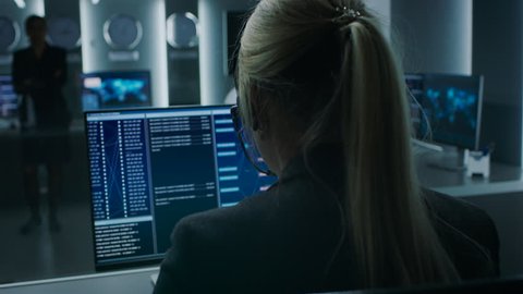 system control room technical operator stands Stock Footage Video (100% ...