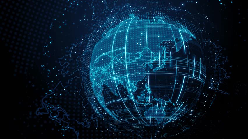 blue abstract hi-tech globe background glossy Stock Footage Video (100% ...