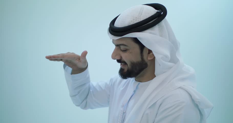 Smiling Man Wearing Traditional Emirates Stock Footage Video (100% ...