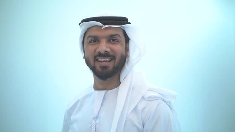 Smiling Man Wearing Traditional Emirates Clothes Stock Footage Video ...