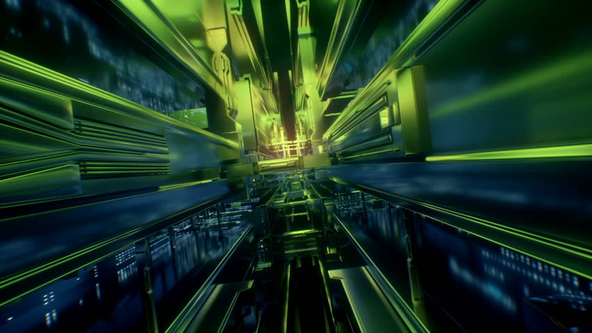 Geometric metal future cityscape. Seamless retro futuristic animation ...