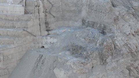 Aerial View Dam Construction Exploding Dynamite Stock Footage Video ...